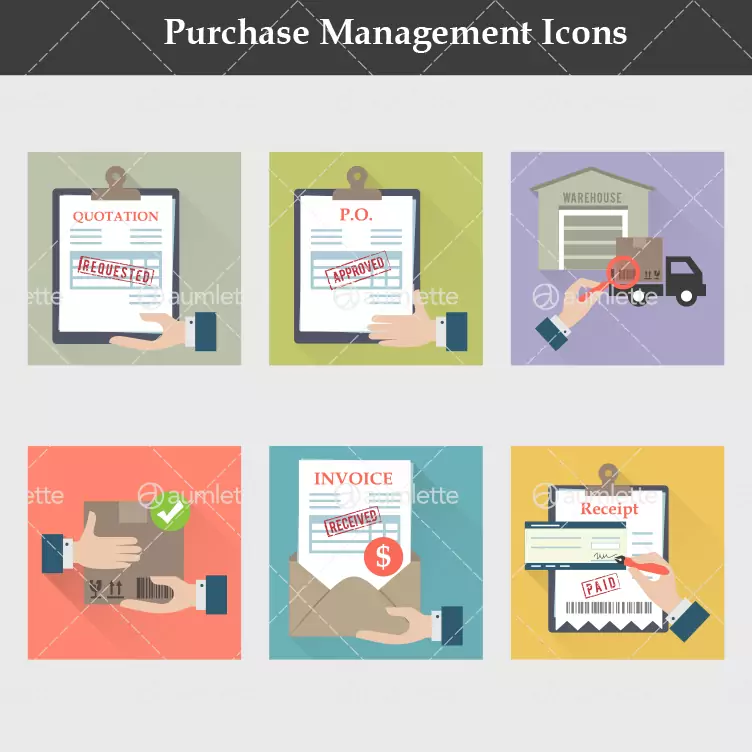 Purchase management process icons