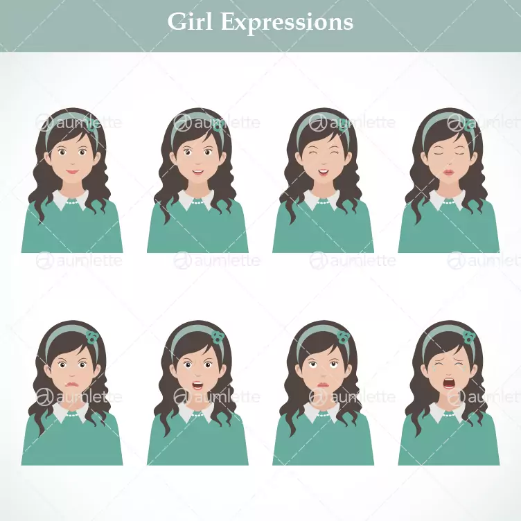 Girl expression facial icons